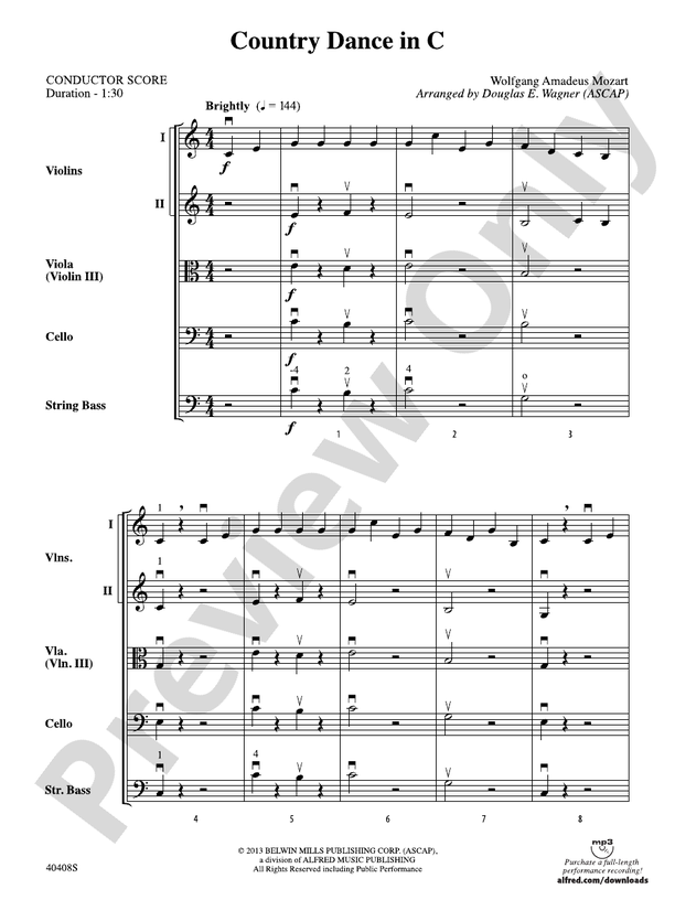 Country Dance in C: Score: String Orchestra Score - Digital Sheet Music ...