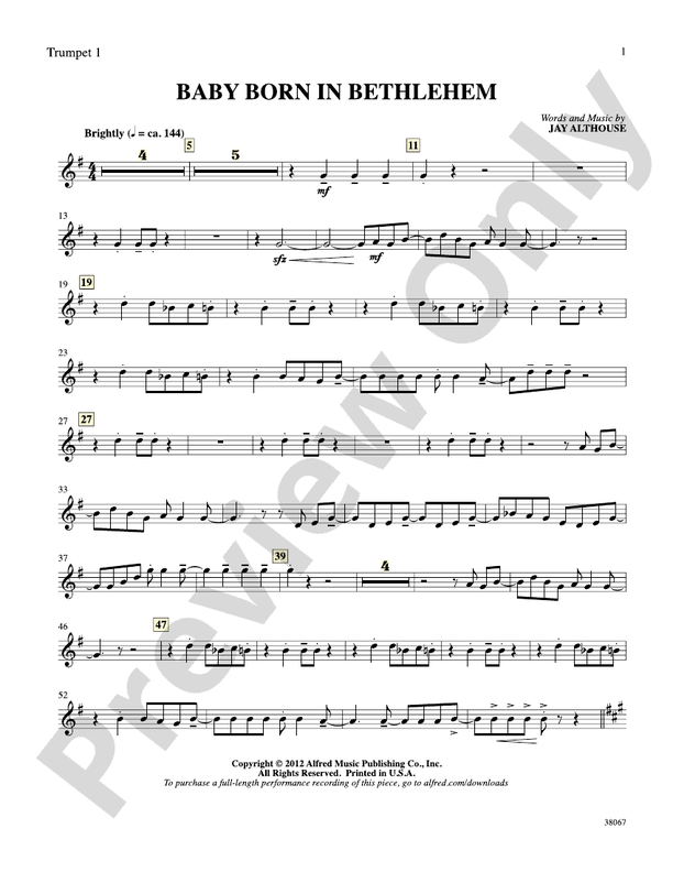 Baby Born in Bethlehem: 1st B-flat Trumpet: 1st B-flat Trumpet Part ...