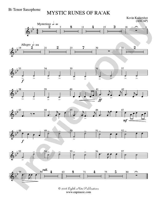 Mystic Runes of Ra’ak: B-flat Tenor Saxophone: B-flat Tenor Saxophone ...