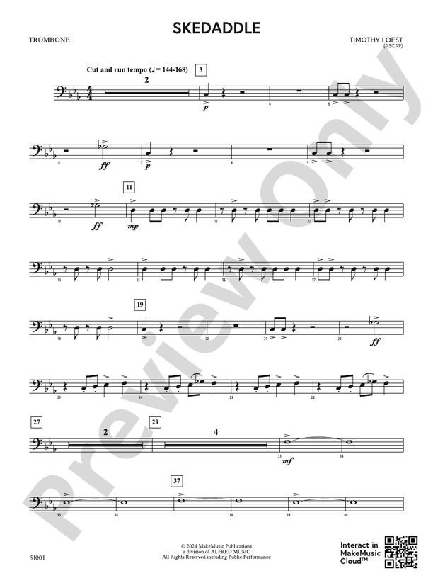 Skedaddle: 1st Trombone: 1st Trombone Part - Digital Sheet Music Download