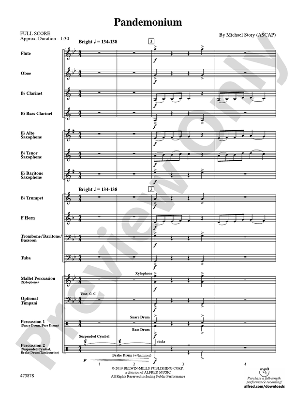Pandemonium: Concert Band Conductor Score & Parts: Michael Story ...