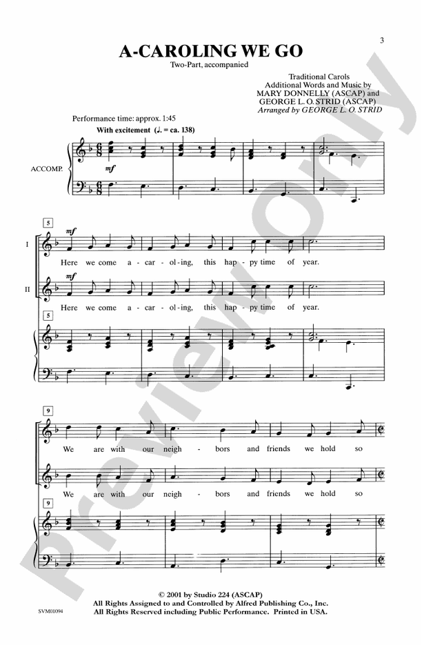 A-Caroling We Go: 2-Part Choral Octavo: Mary Donnelly - Digital Sheet ...