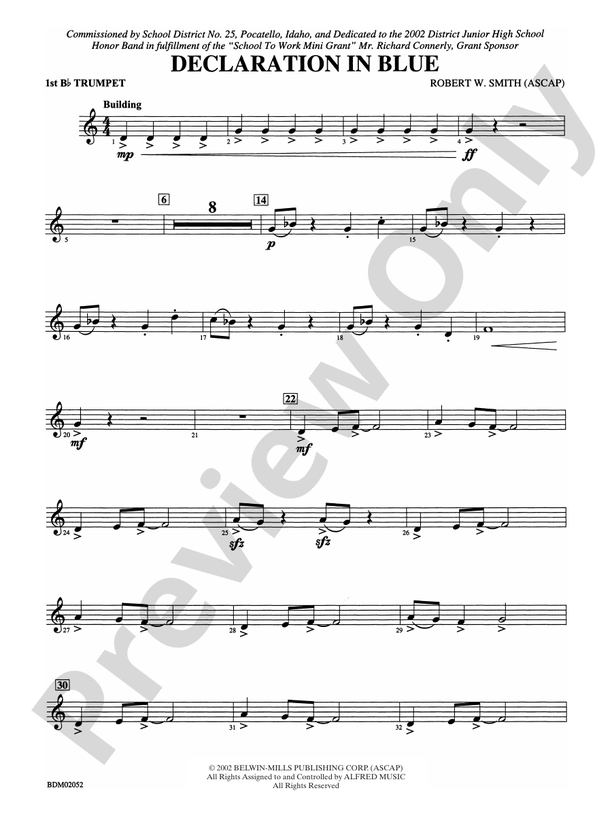 Declaration in Blue: 1st B-flat Trumpet: 1st B-flat Trumpet Part ...