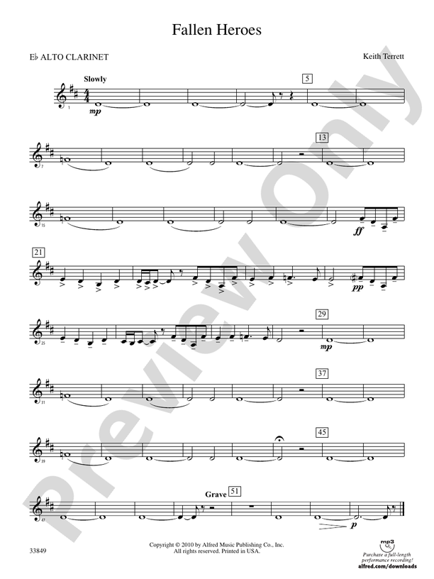 Fallen Heroes: (wp) E-flat Alto Clarinet: (wp) E-flat Alto Clarinet World Part - Digital Sheet ...
