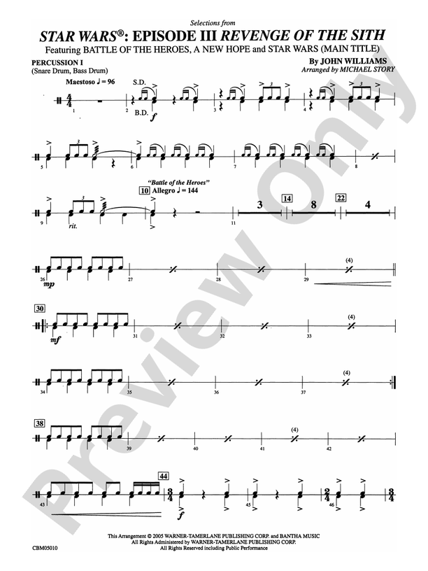 Star Wars® Episode Iii Revenge Of The Sith 1st Percussion 1st