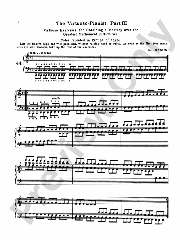 Hanon: The Virtuoso Pianist (Volume III): No. 44 Part - Digital Sheet Music Download