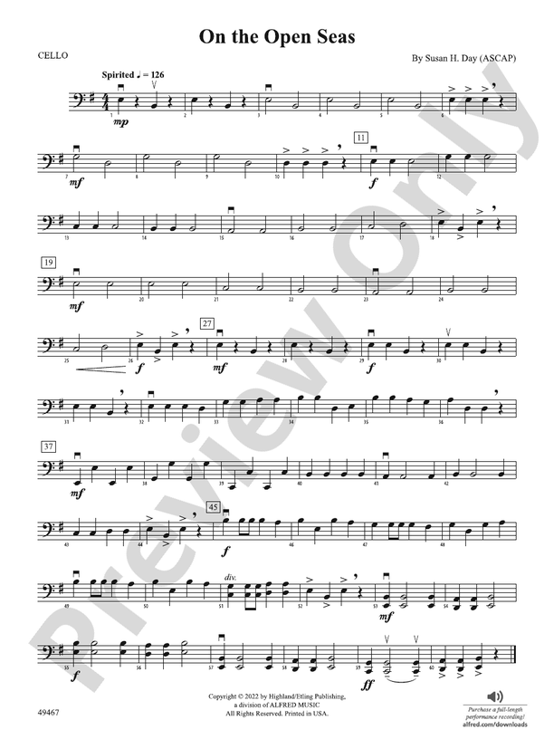 On the Open Seas: Cello: Cello Part - Digital Sheet Music Download
