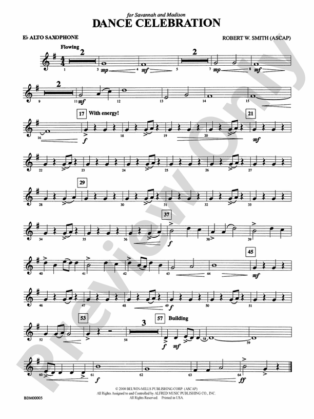 Dance Celebration: E-flat Alto Saxophone: E-flat Alto Saxophone Part - Digital Sheet Music Download