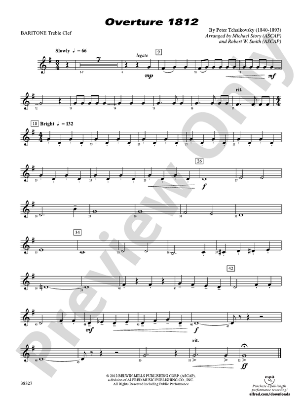 Overture 1812: Baritone T.C.: Baritone T.C. Part - Digital Sheet Music ...