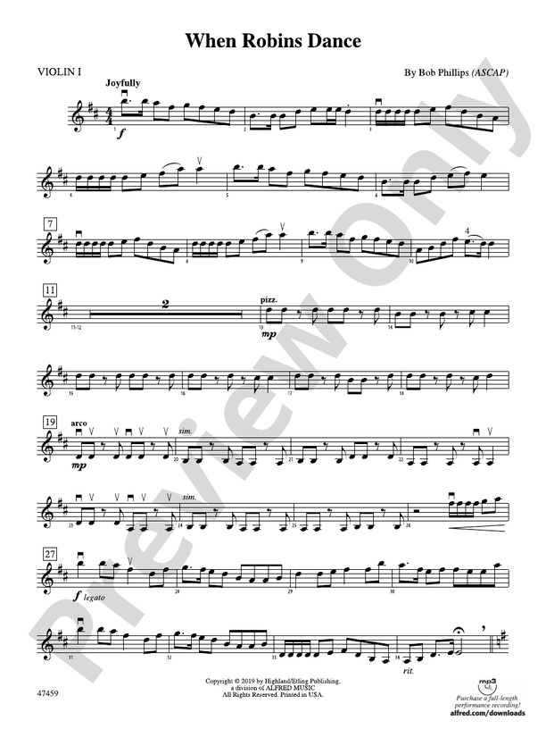 When Robins Dance: 1st Violin: 1st Violin Part - Digital Sheet Music ...