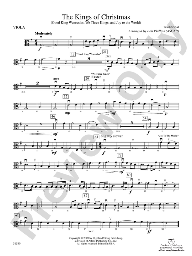 The Kings of Christmas: Viola: Viola Part - Digital Sheet Music Download