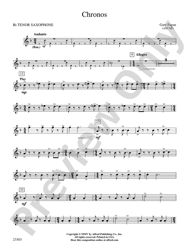 Chronos: B-flat Tenor Saxophone: B-flat Tenor Saxophone Part - Digital ...