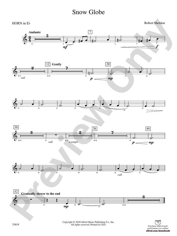 Snow Globe: (wp) 1st Horn in E-flat: (wp) 1st Horn in E-flat World Part ...