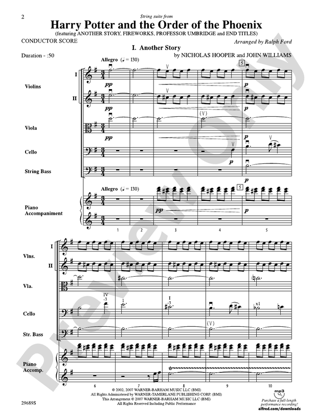 Harry Potter and the Order of the Phoenix, String Suite from: Score ...