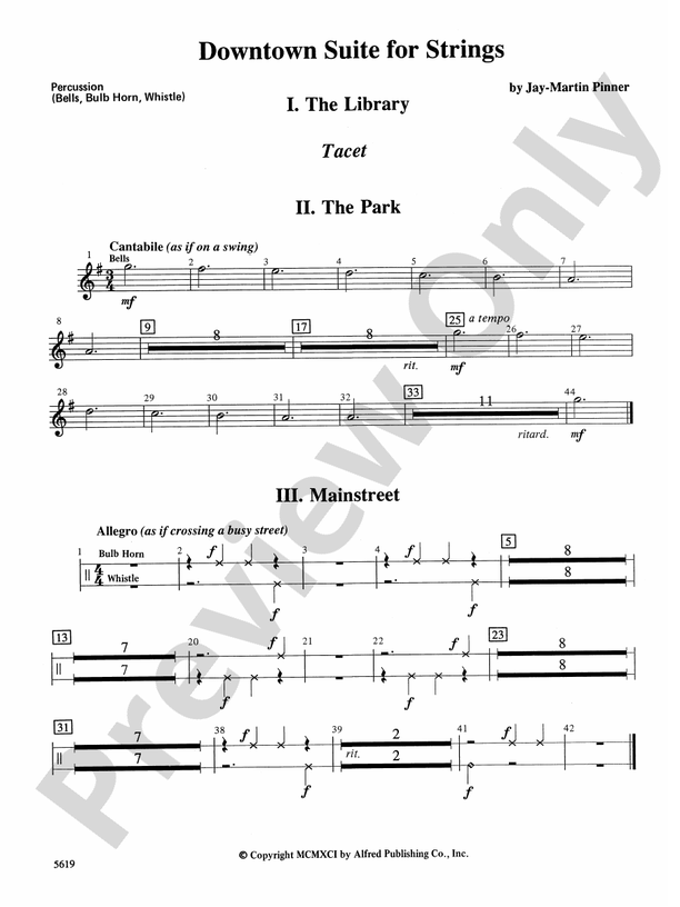 Downtown Suite for Strings: 1st Percussion: 1st Percussion Part - Digital Sheet Music Download