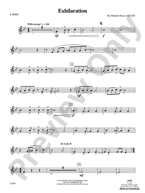 Exhilaration: 1st F Horn: 1st F Horn Part - Digital Sheet Music Download