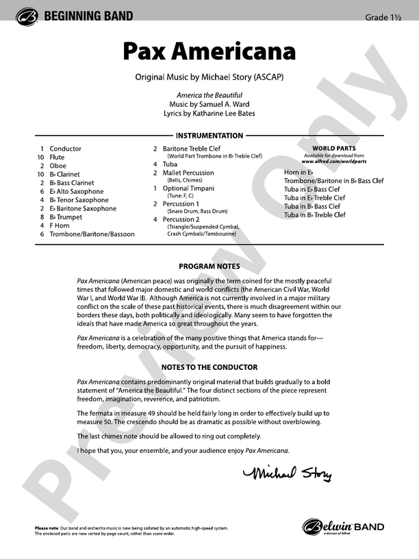 Pax Americana: Score: Concert Band Score - Digital Sheet Music Download