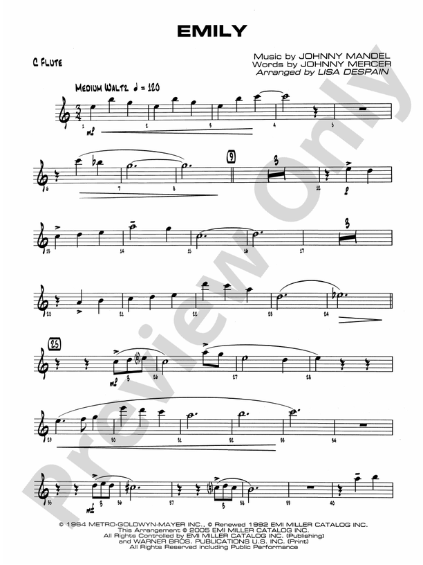 Emily: Flute: Flute Part - Digital Sheet Music Download