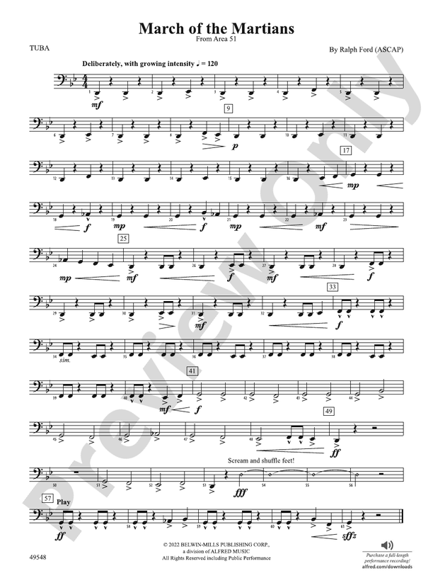 March of the Martians: Tuba: Tuba Part - Digital Sheet Music Download