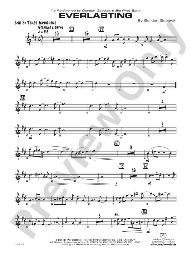 Everlasting: 2nd B-flat Tenor Saxophone: 2nd B-flat Tenor Saxophone Part - Digital Sheet Music ...
