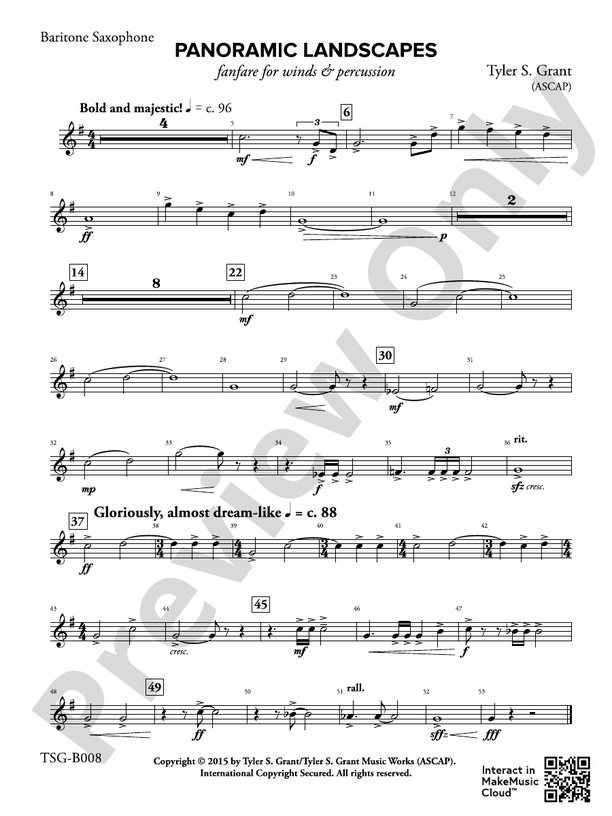 Panoramic Landscapes: E-flat Baritone Saxophone: E-flat Baritone Saxophone Part - Digital Sheet ...