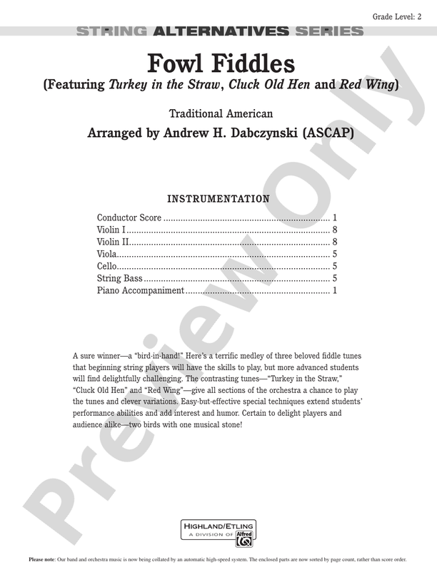 Fowl Fiddles: String Orchestra Conductor Score & Parts - Digital Sheet ...