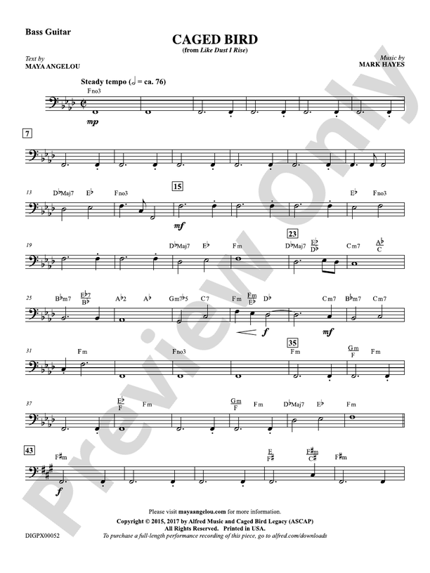 Caged Bird: String Bass: String Bass Part - Digital Sheet Music Download