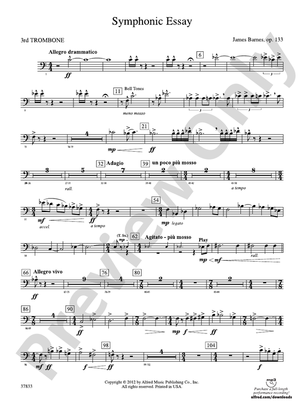Symphonic Essay: 3rd Trombone: 3rd Trombone Part - Digital Sheet Music Download