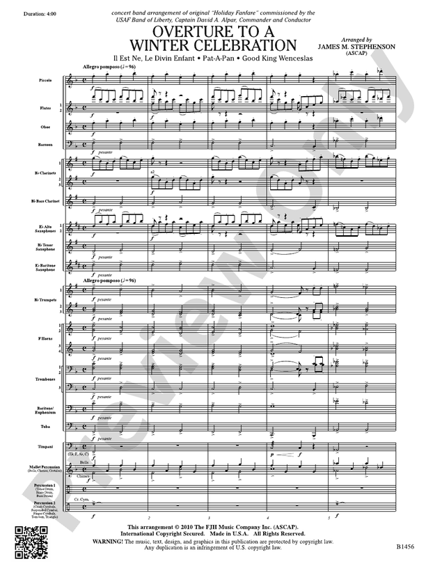 Overture to a Winter Celebration: Score: Concert Band Score: James M ...