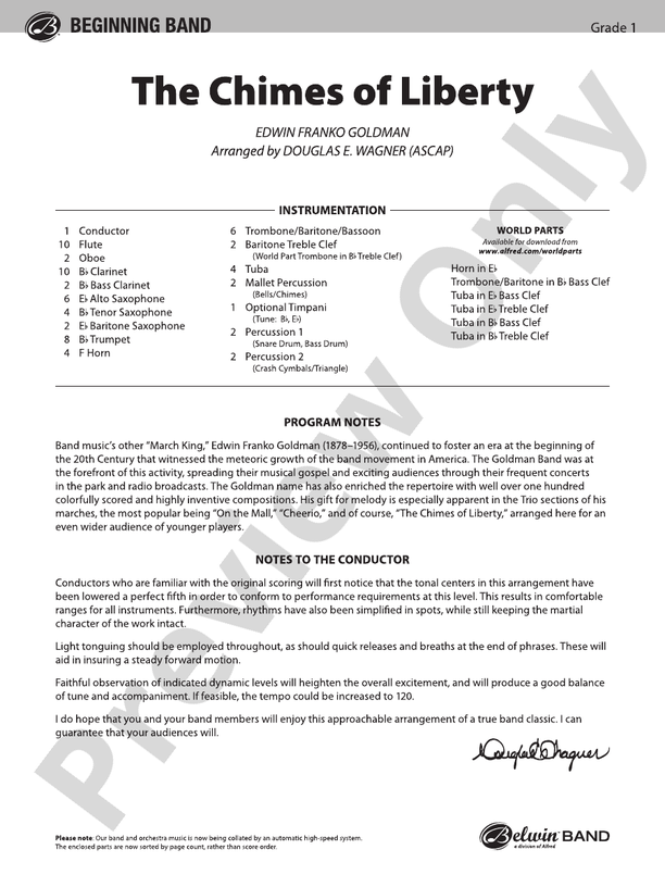 The Chimes of Liberty: Score: Concert Band Score - Digital Sheet Music ...