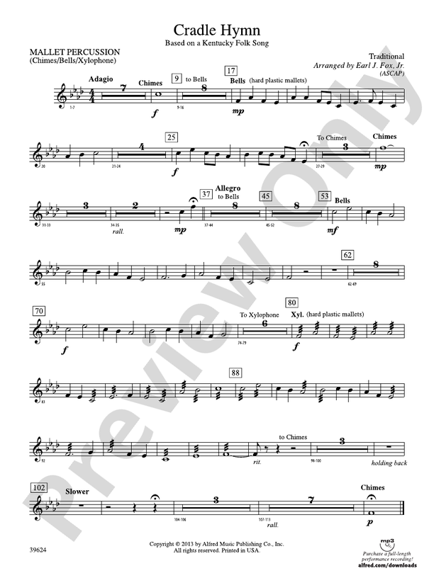 Cradle Hymn: Mallets: Mallets Part - Digital Sheet Music Download
