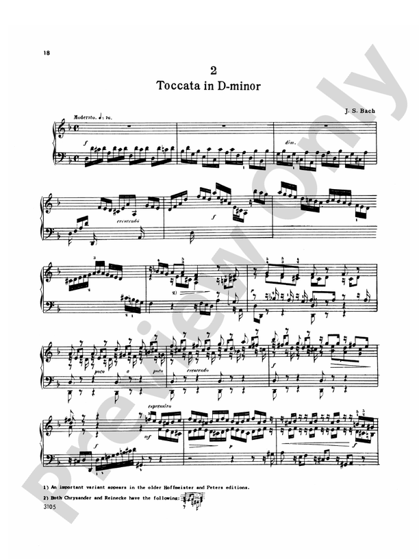 Bach: Seven Toccatas: Toccata in D Minor Part - Digital Sheet Music ...