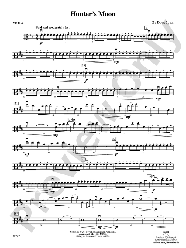 Hunter's Moon: Viola: Viola Part - Digital Sheet Music Download