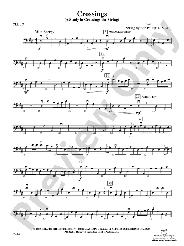 Crossings: Cello: Cello Part - Digital Sheet Music Download