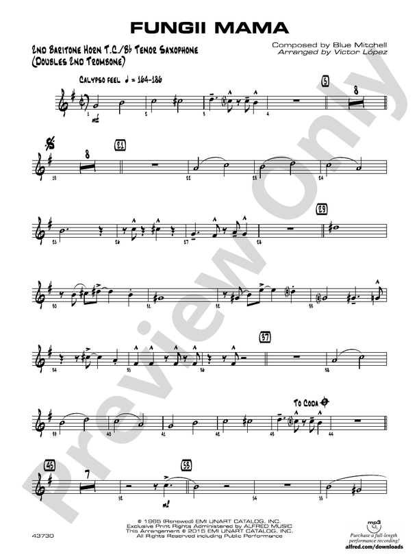 Fungii Mama: 2nd Baritone T.C.: 2nd Baritone T.C. Part - Digital Sheet Music Download