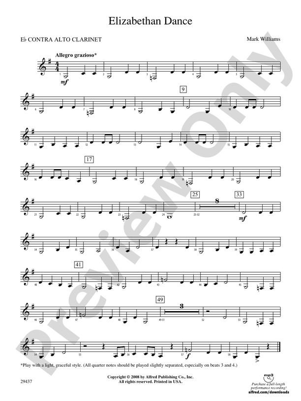 Elizabethan Dance: (wp) E-flat Contrabass Clarinet: (wp) E-flat Contrabass Clarinet World Part ...