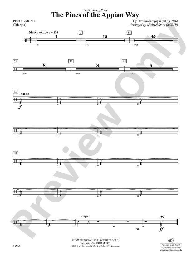 The Pines of the Appian Way: 3rd Percussion: 3rd Percussion Part - Digital Sheet Music Download