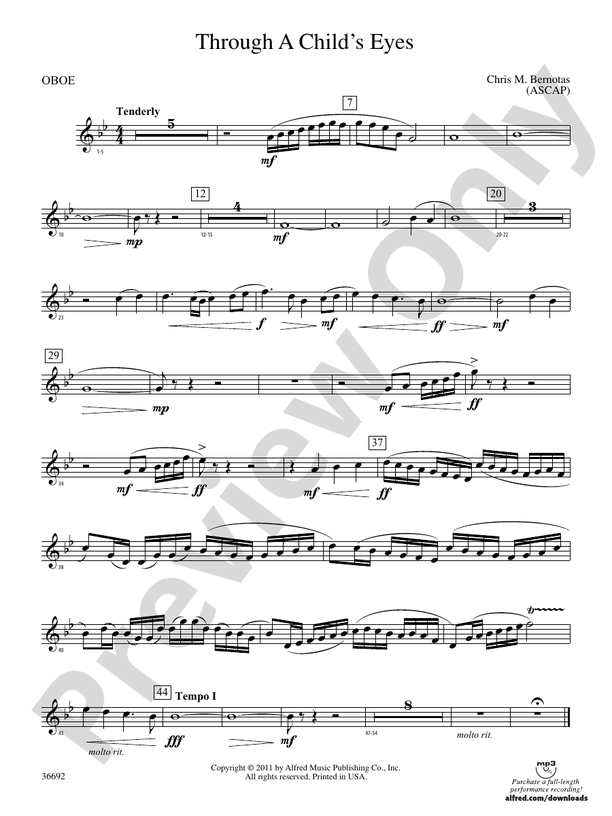 Through a Child's Eyes: Oboe: Oboe Part - Digital Sheet Music Download