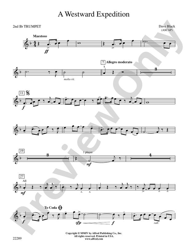 A Westward Expedition: 2nd B-flat Trumpet: 2nd B-flat Trumpet Part - Digital Sheet Music Download