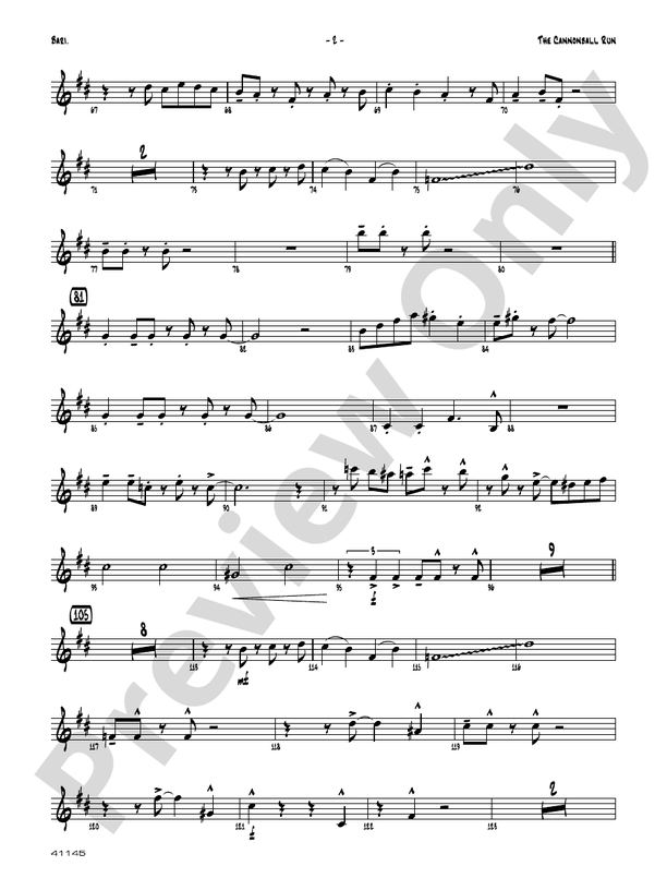 The Cannonball Run: E-flat Baritone Saxophone: E-flat Baritone Saxophone Part - Digital Sheet ...