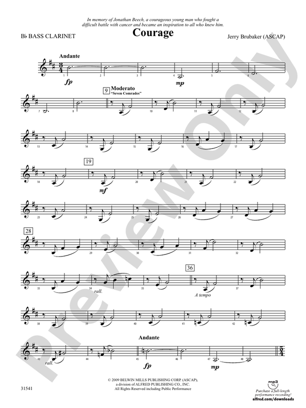 Courage: B-flat Bass Clarinet: B-flat Bass Clarinet Part - Digital ...