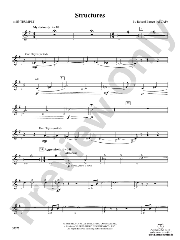 Structures: 1st B-flat Trumpet: 1st B-flat Trumpet Part - Digital Sheet ...