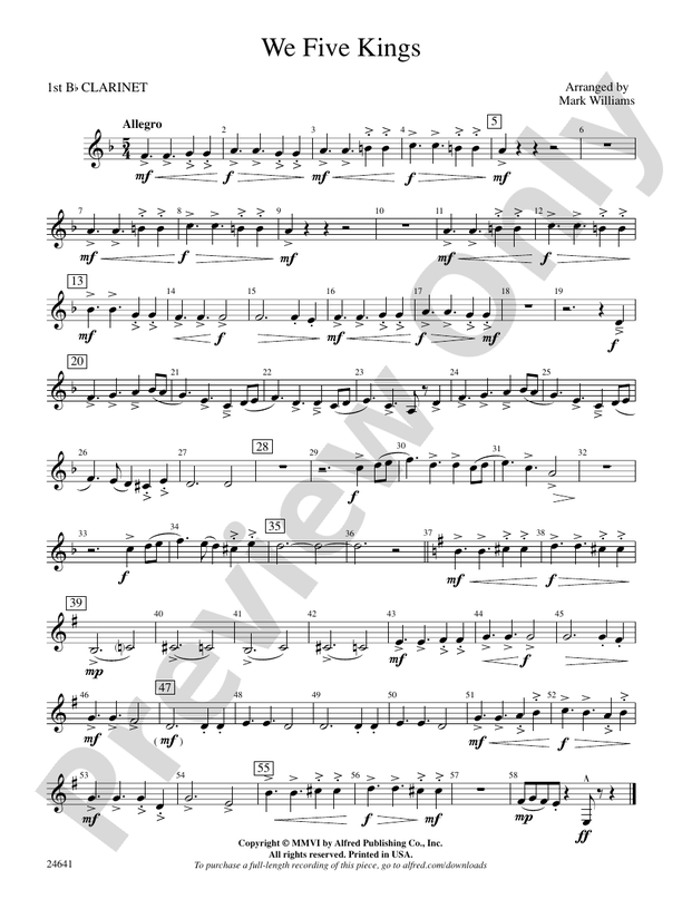We Five Kings: 1st B-flat Clarinet: 1st B-flat Clarinet Part - Digital Sheet Music Download