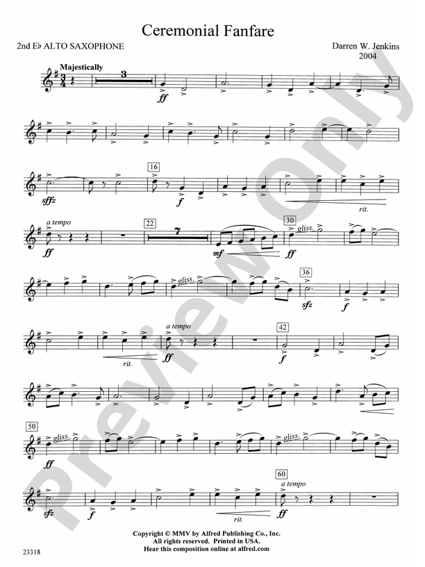 Ceremonial Fanfare: 2nd E-flat Alto Saxophone: 2nd E-flat Alto Saxophone Part - Digital Sheet ...