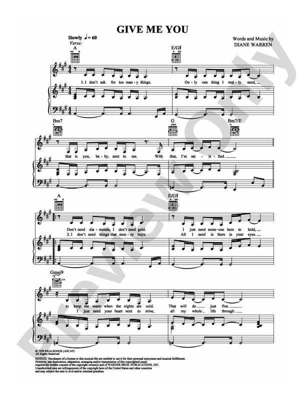 Give Me You: Piano/Vocal/Chords: Mary J. Blige - Digital Sheet Music ...