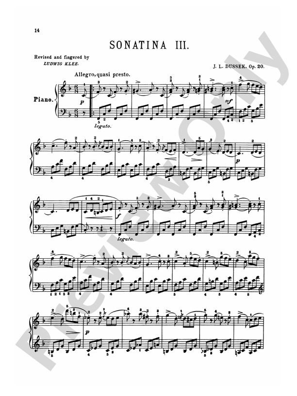 Dussek: Sonatinas, Op. 20: Sonatina III Part - Digital Sheet Music Download