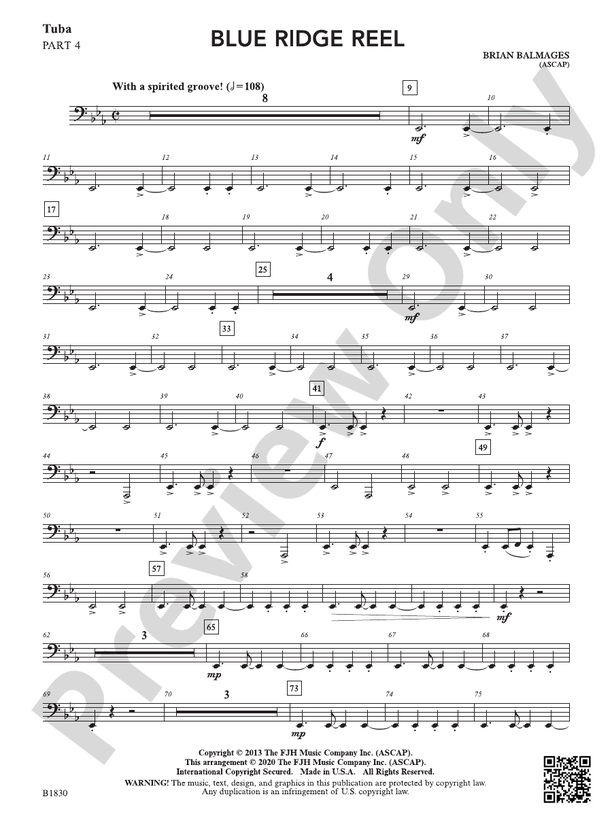 Blue Ridge Reel: Part 4 Tuba: Part 4 Tuba Part: Brian Balmages ...