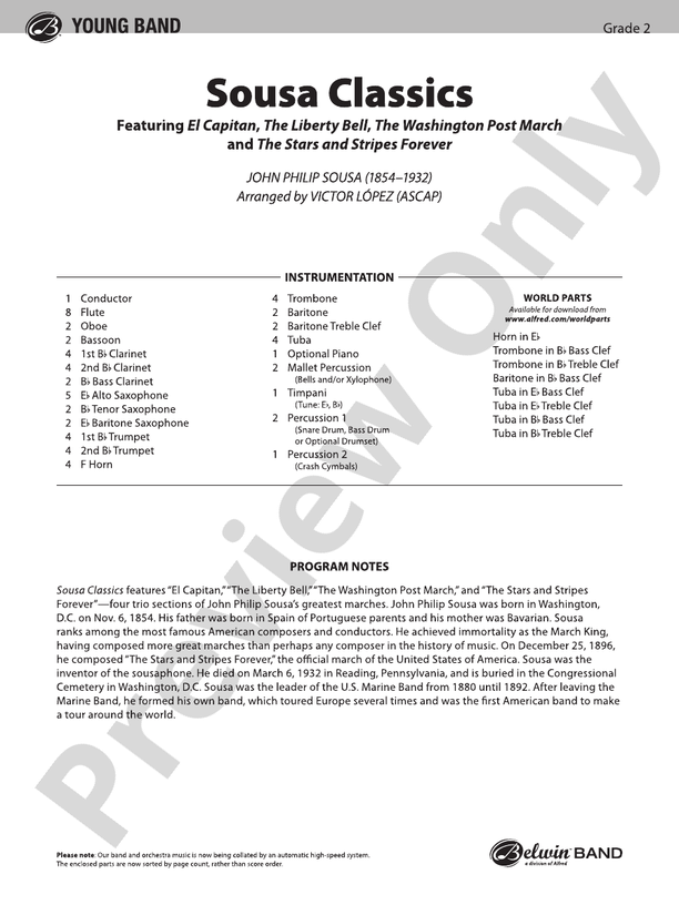 Sousa Classics: Score: Concert Band Score - Digital Sheet Music Download