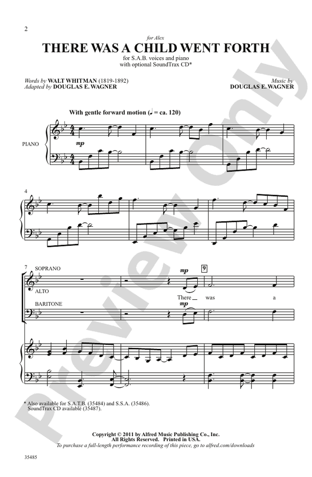 There Was a Child Went Forth: SAB Choral Octavo: Douglas E. Wagner ...
