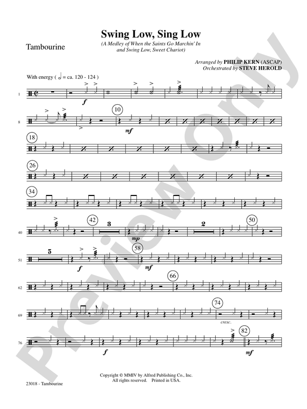 Swing Low, Sing Low: 1st Percussion: 1st Percussion Part - Digital ...